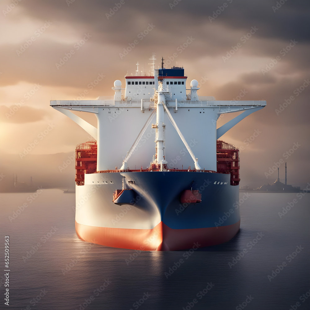 LNG (Liquified Natural Gas) tanker anchored in Gas terminal gas tanks ...