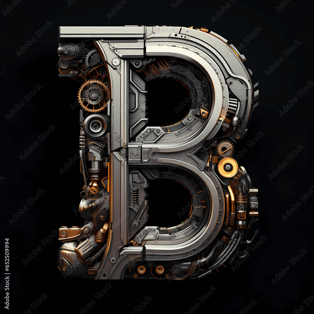Mechanical Letter B Icon Graphic Poster Web Page PPT Backgrounds Stock ...