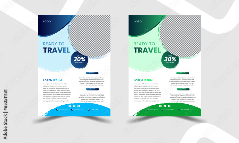Travel poster, tour flyer, travel agency flyer design template Stock ...