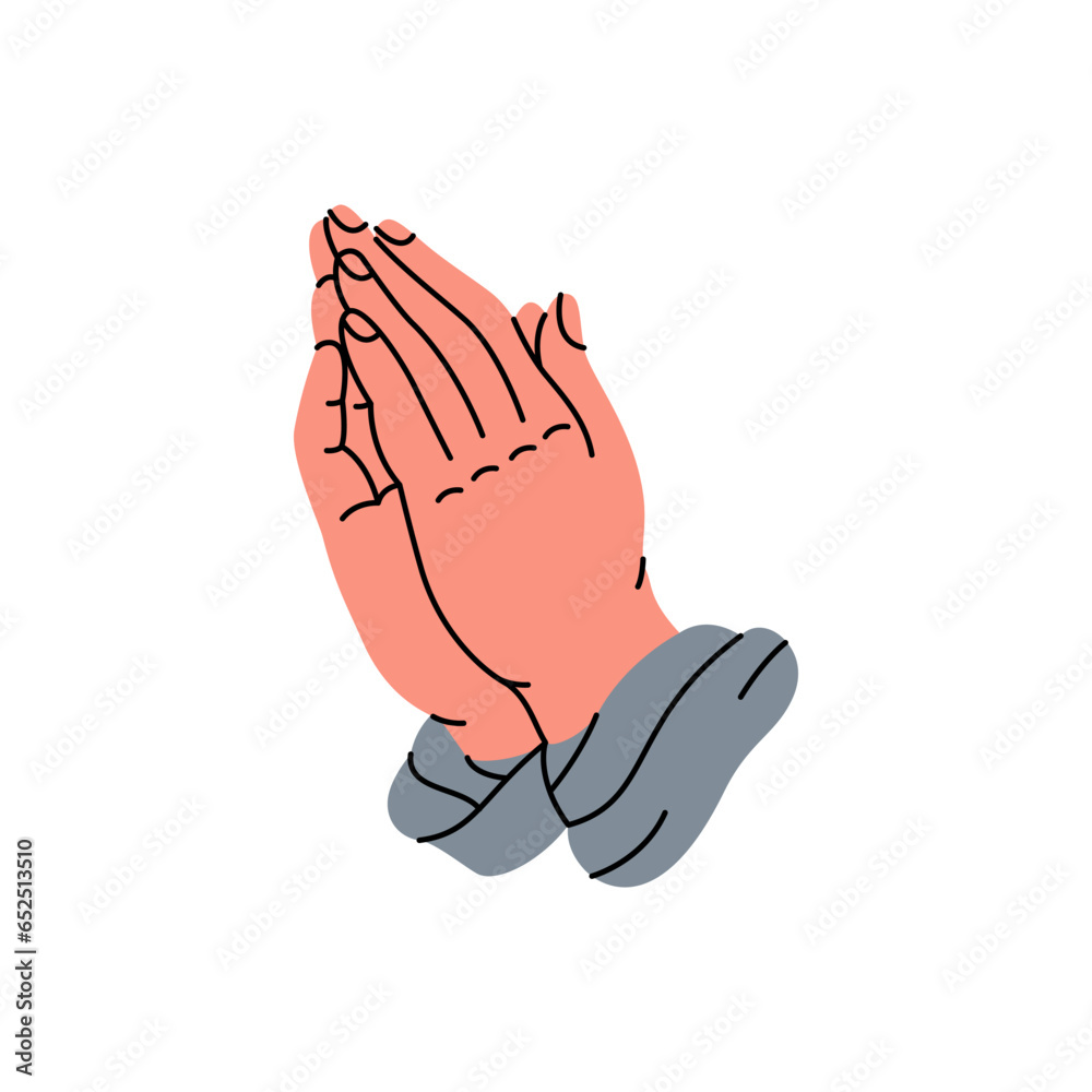 Poster Praying hands. Old school tattoo. Vector illustration. – Wall Art | UkPosters