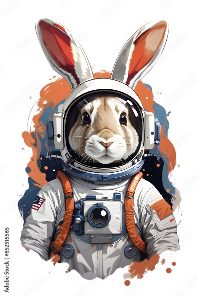 beautiful illustration of rabbit as an astronaut, t shirt design of ...