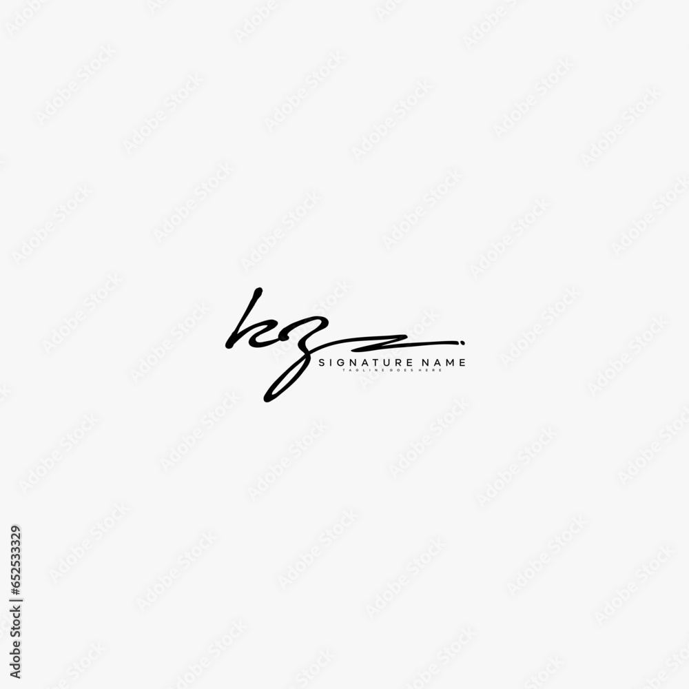 premium KZ letter signature logo in handwriting art style monogram ...