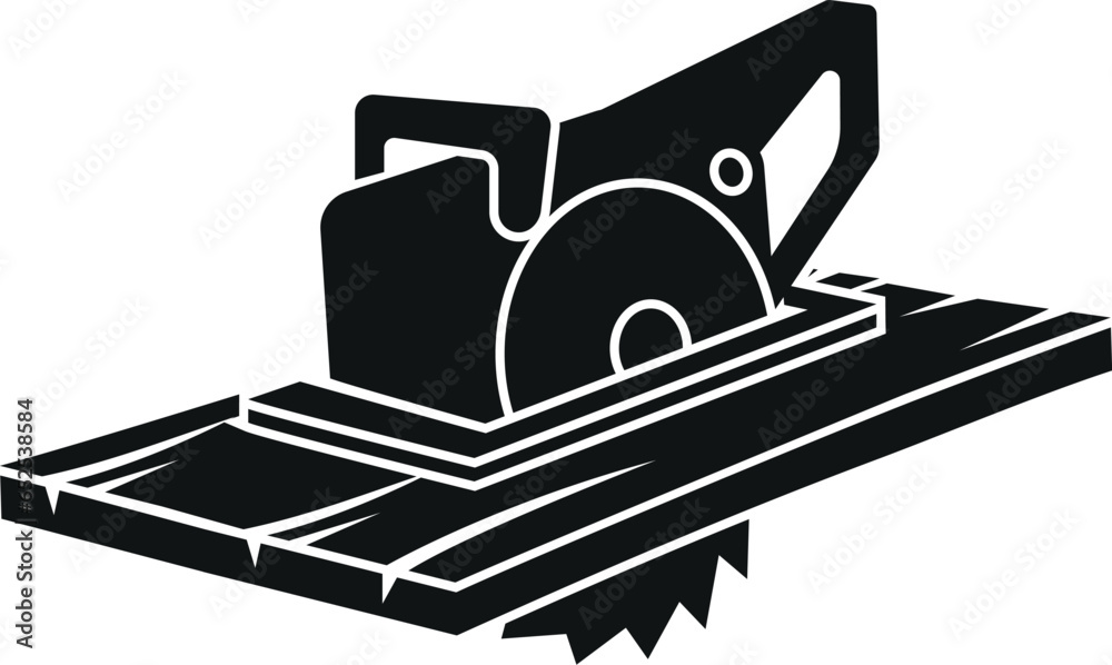 Cartoon Black and White Illustration Vector Of A Wood Table Saw Cutting ...