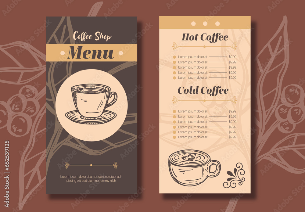 Vintage Coffee Shop Menu Template Stock Template | Adobe Stock