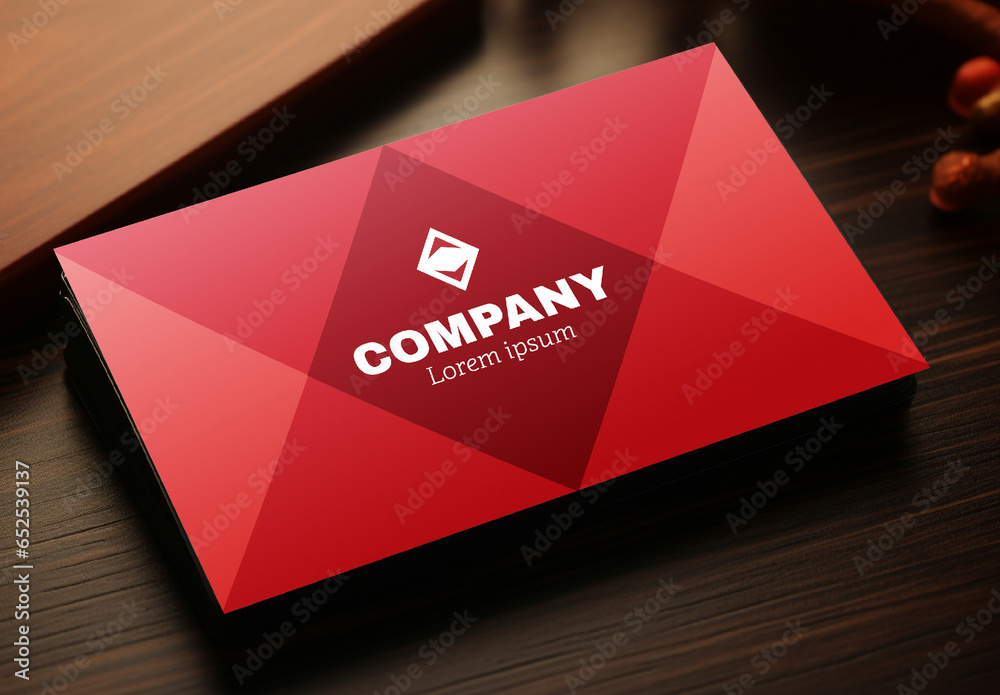 Red Modern Geometric Business Card Template Stock Template | Adobe Stock