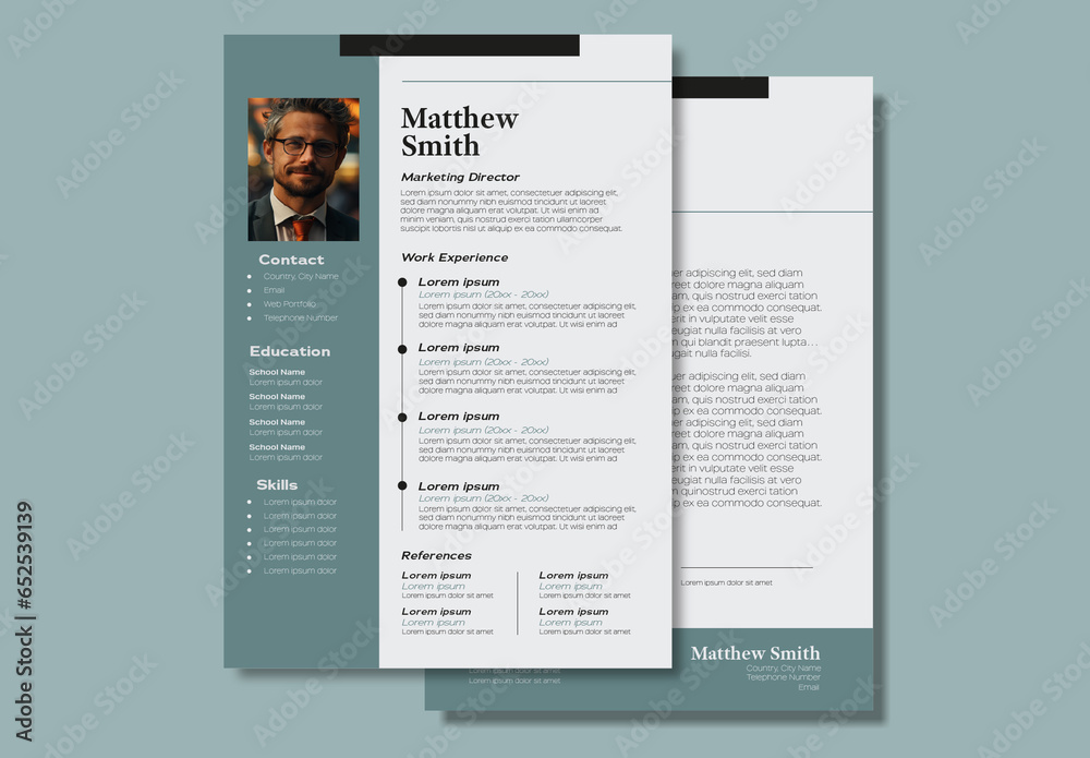 Modern Minimalist Professional Resume and Cover Letter Template Stock ...