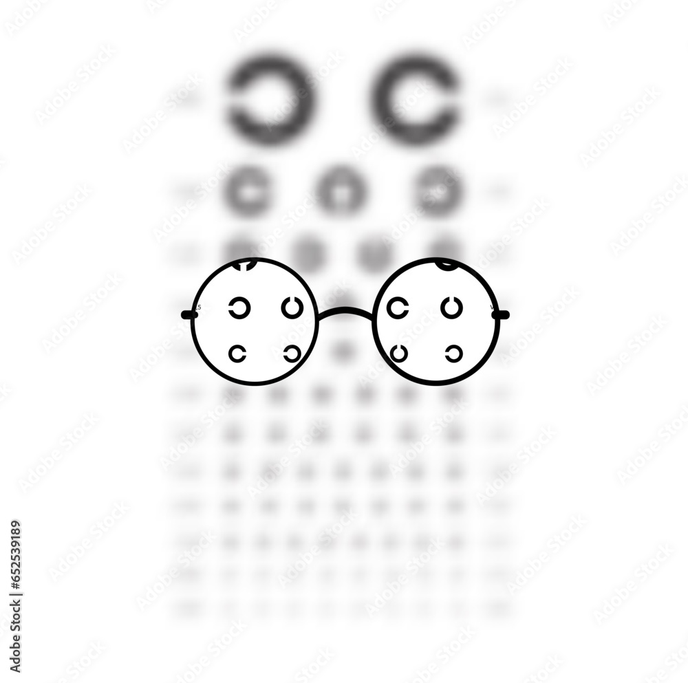 Glasses Optician In Landolt C Eye test blurred, Vision Of Eyesight ...