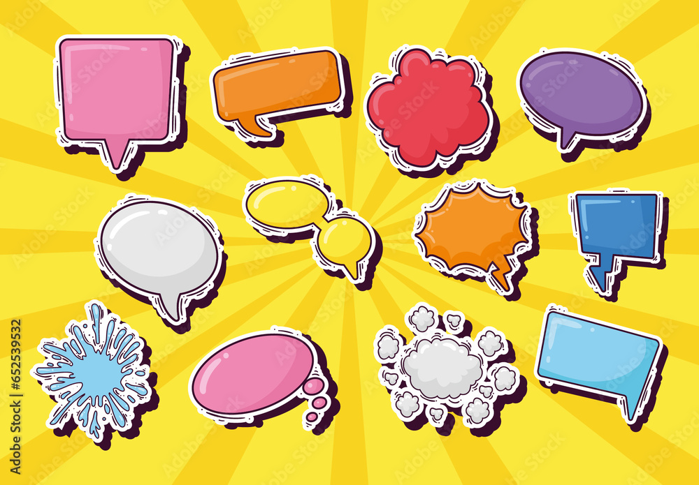 Bubbles Comic Sticker Set Stock Template | Adobe Stock
