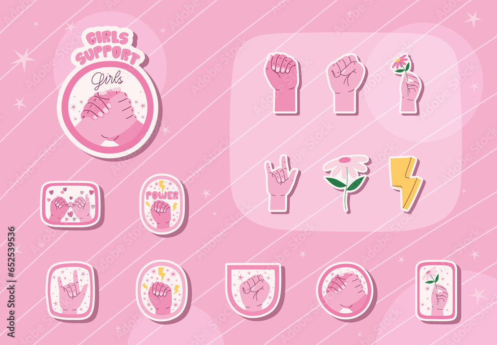 Girl Power Sticker Set Stock Template | Adobe Stock