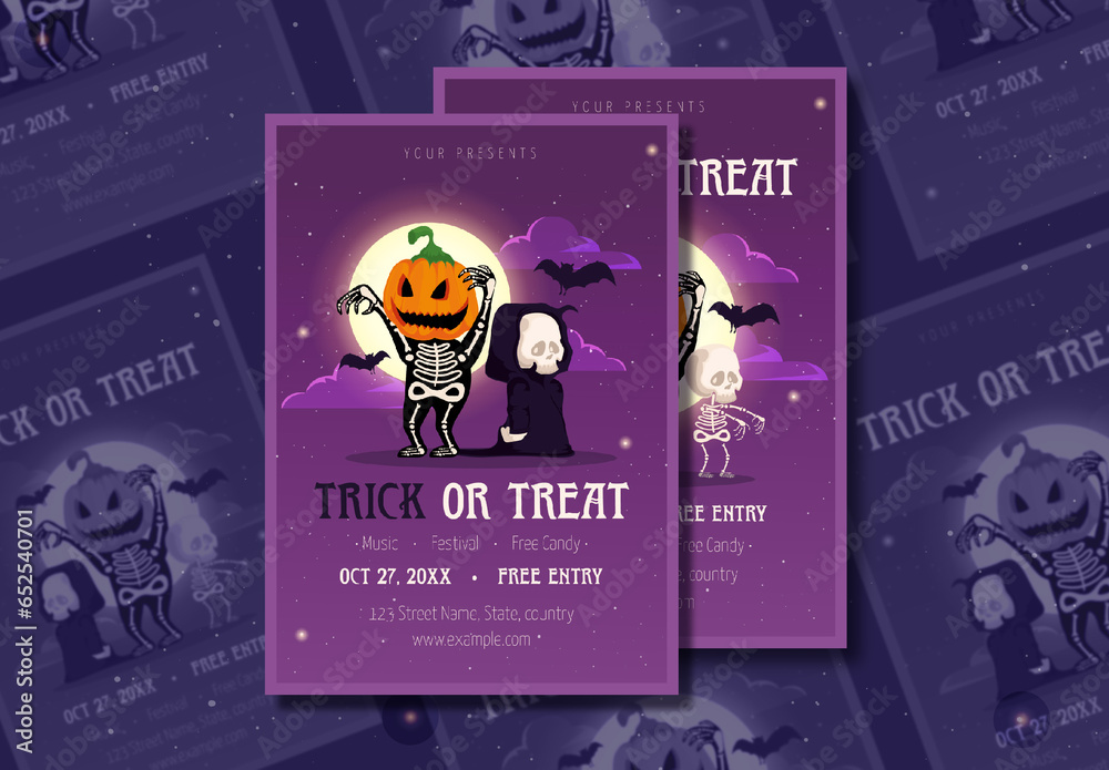 Halloween Trick or Treat Flyer Layout Stock Template | Adobe Stock