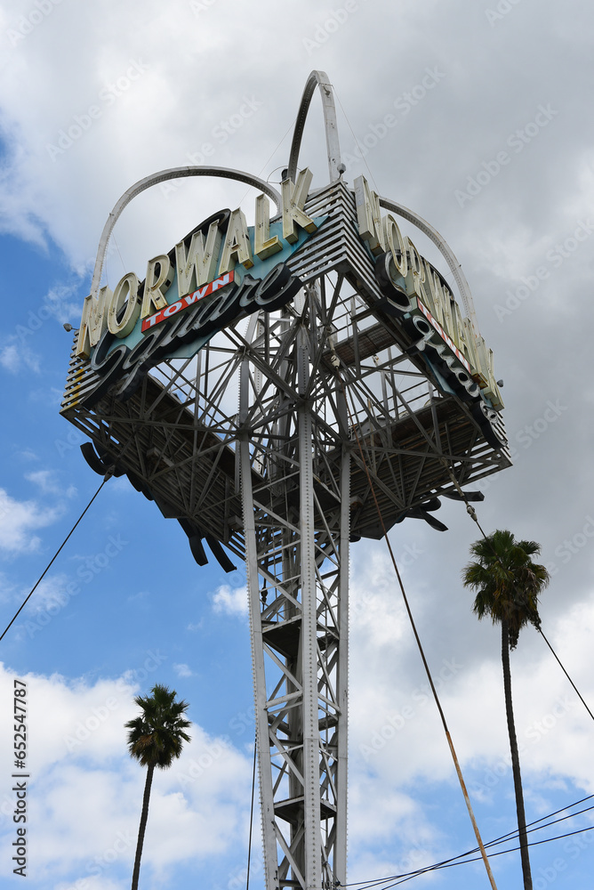 NORWALK, CALIFORNIA - 20 SEPT 2023: The iconic Norwalk Town Square sign ...