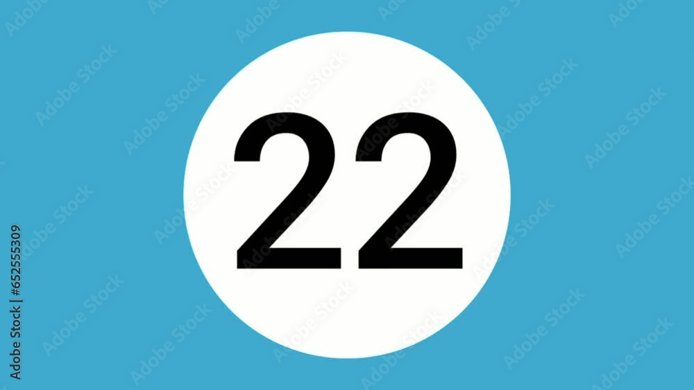 Number 22 twenty two cartoon animation on blue screen background,4k ...