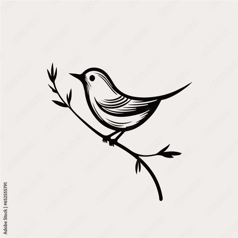 simple one line drawing of bird, vector logo Stock Vector | Adobe Stock