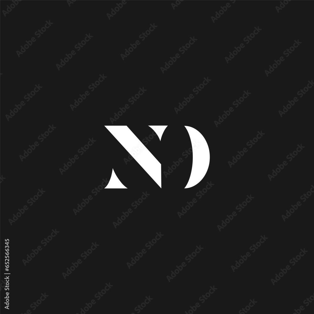 ND monogram fashion logo with black and white color in stencil style ...