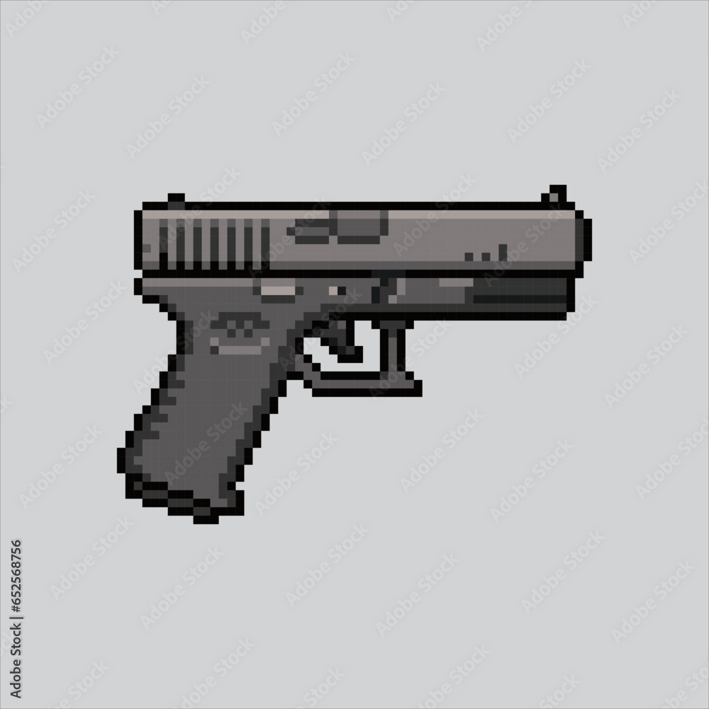 Pixel art Glock Gun. Pixelated Pistol. Handgun Glock weapon icons ...