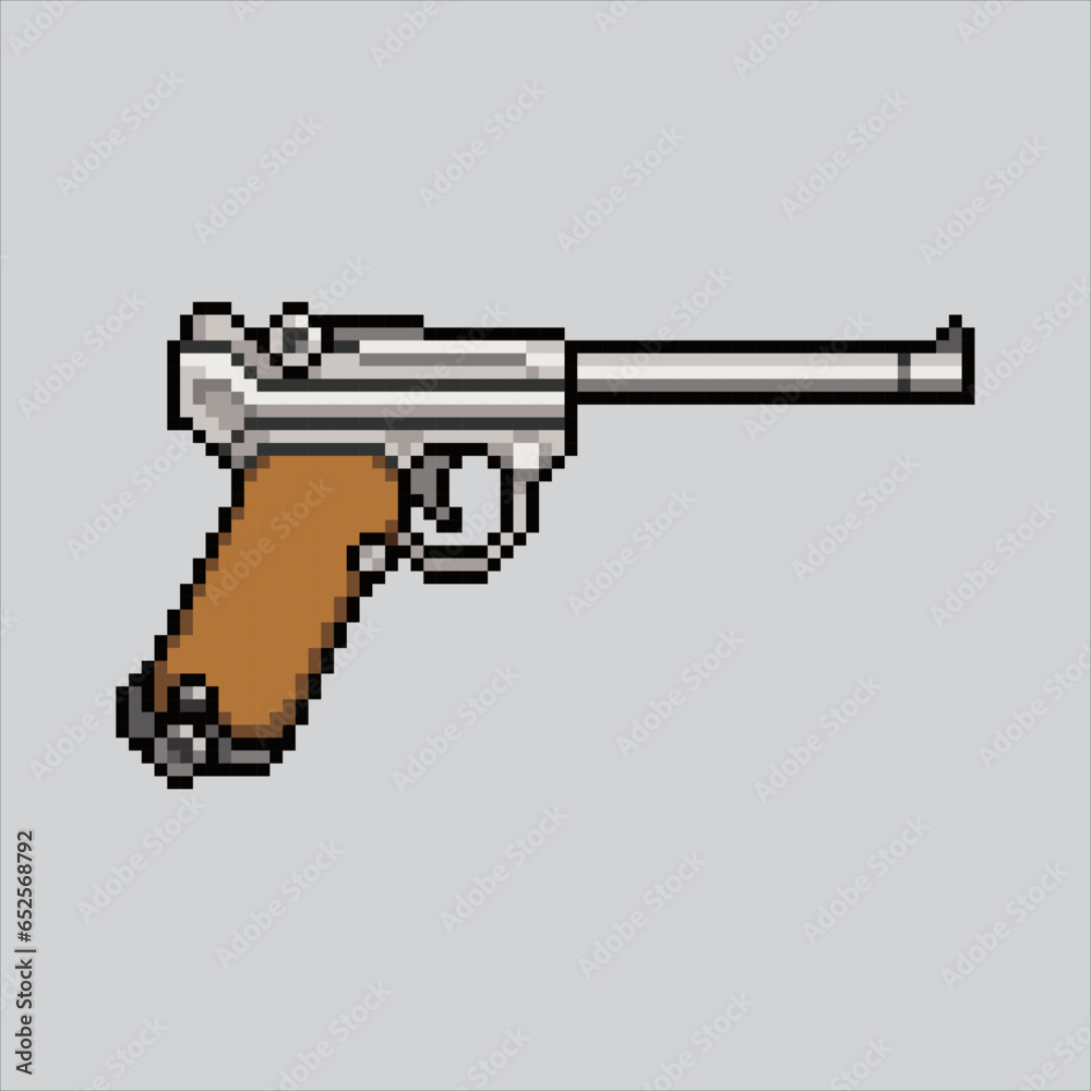 Pixel art Glock Gun. Pixelated Pistol. Handgun Glock weapon icons ...
