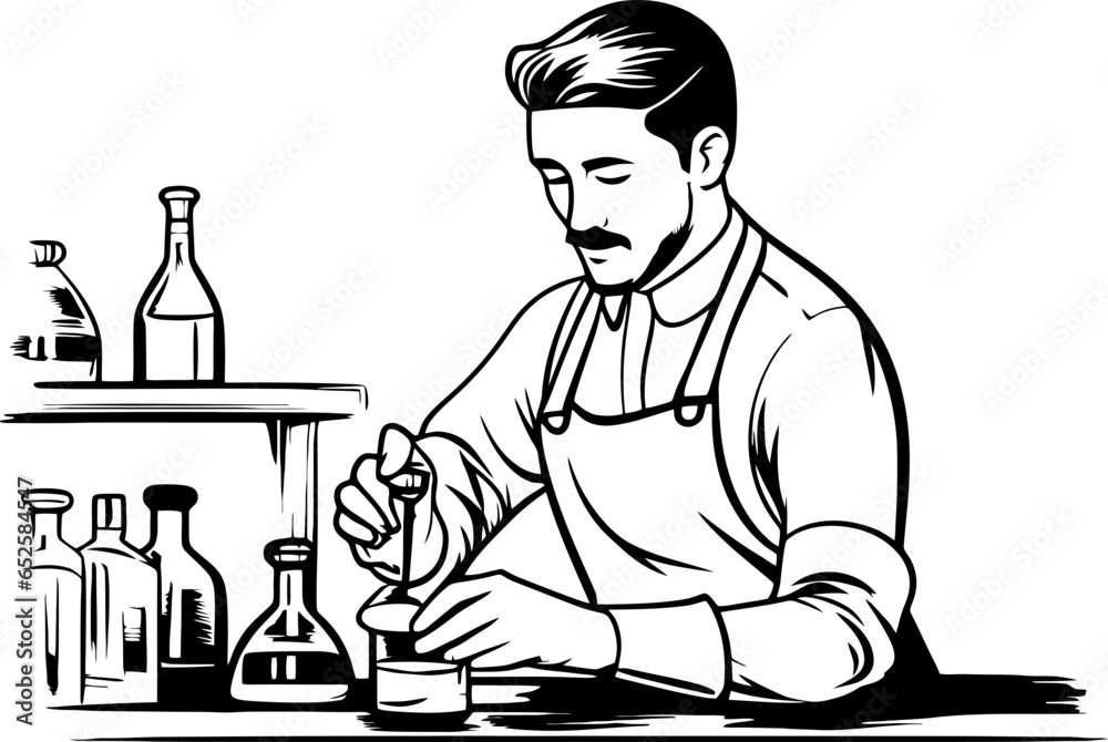Bartender pose sketch drawing Stock Vector | Adobe Stock