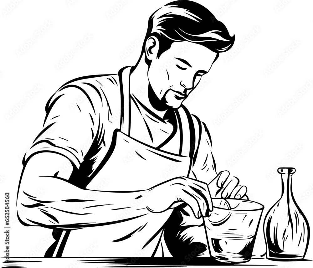 Bartender pose sketch drawing Stock Vector | Adobe Stock