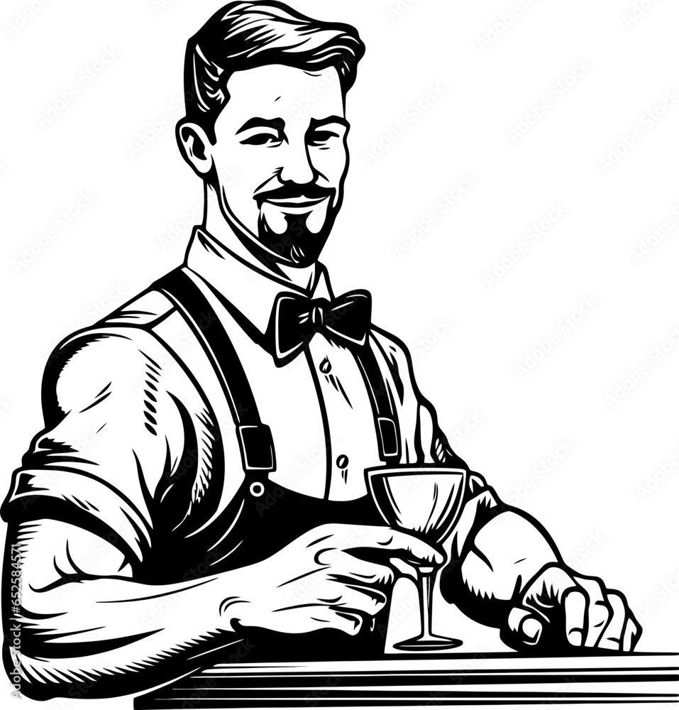 Bartender pose sketch drawing Stock Vector | Adobe Stock