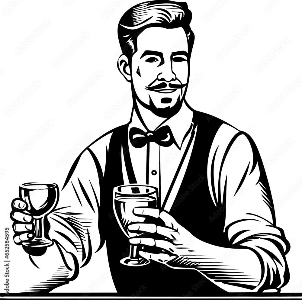 Bartender pose sketch drawing Stock Vector | Adobe Stock
