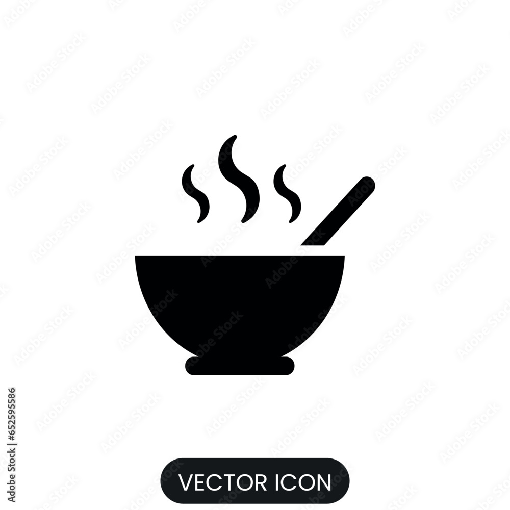 Hot soup icon. silhouette icon Hot soup. isolated white baground ...