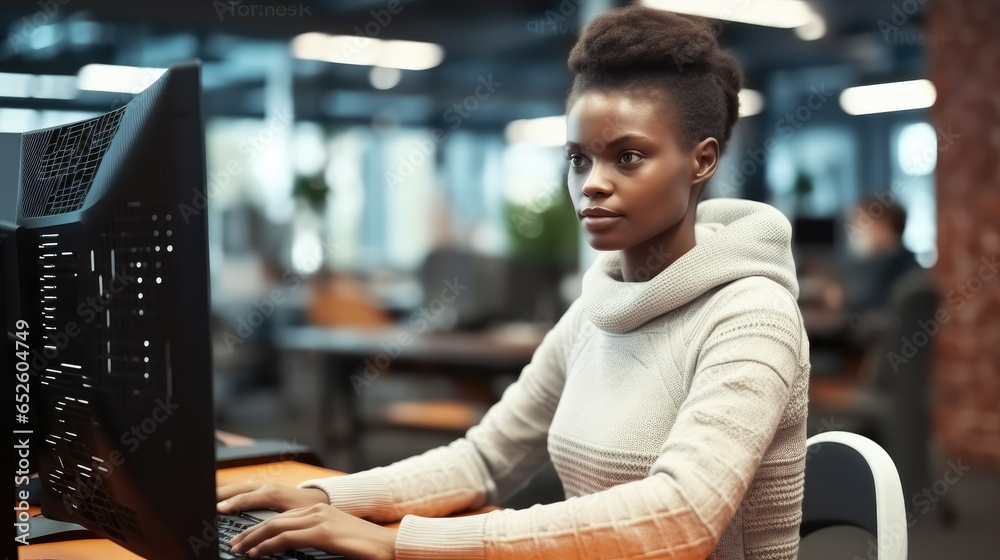 Black woman Tech engineer creating machine learning software to be used ...
