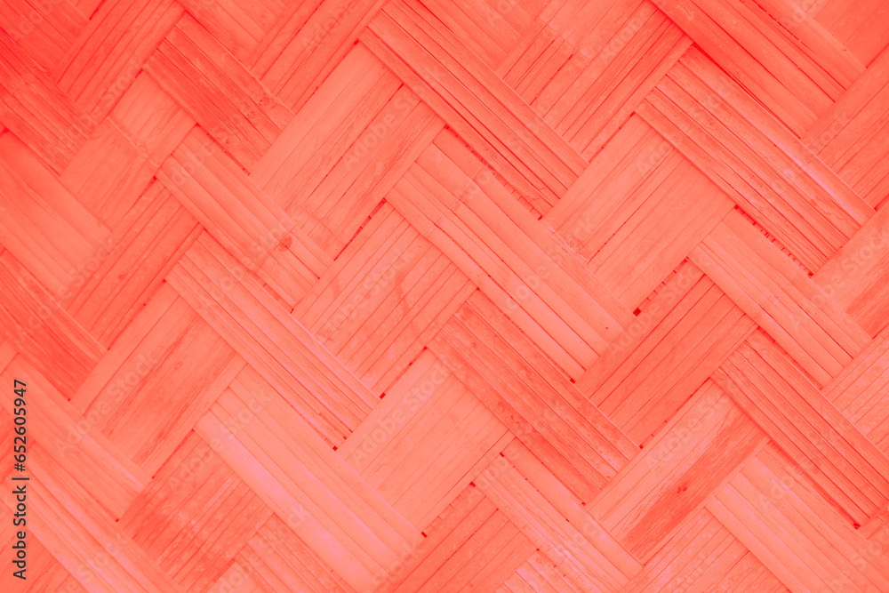 Bamboo weave texture background pink vintage filter effect. Closeup ...