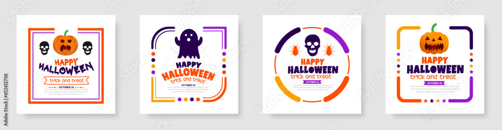 31 October happy Halloween social media post banner design template set ...