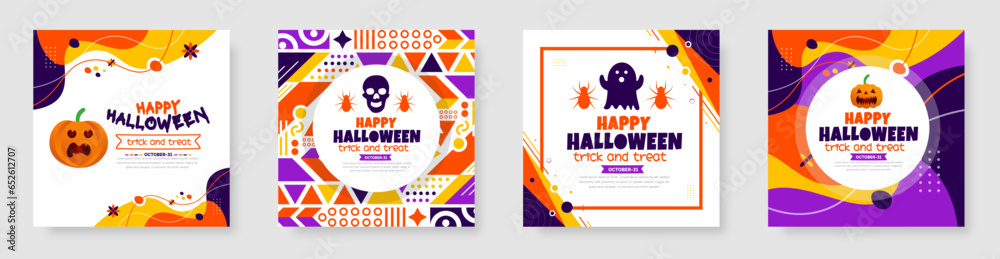 31 October happy Halloween social media post banner design template set ...
