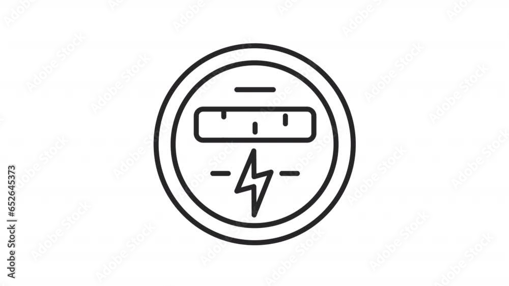 2D black thin line animation of electricity meter, HD video with ...