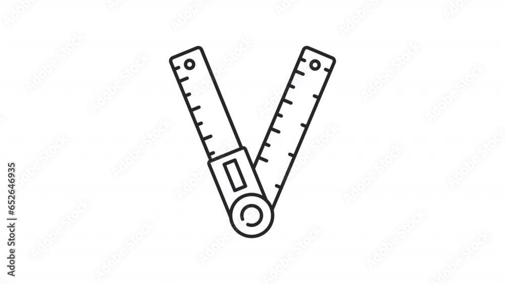 2D black thin line animation of foldable ruler, HD video with ...