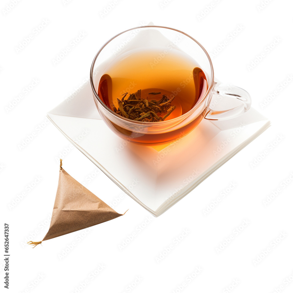 Transparent Watercolor glass teapot ,mug with packed teabag concept ...