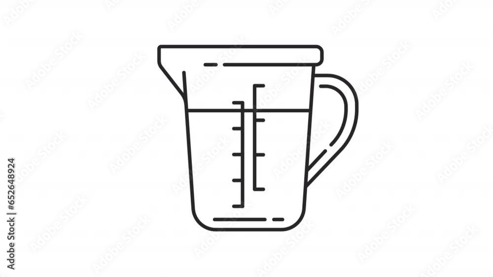 2D black thin line animation of measuring jug, HD video with ...