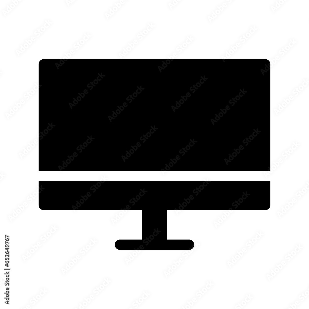 Monitor icon in glyph. PC screen in png. Computer monitor. Black desktop monitor. PC display ...
