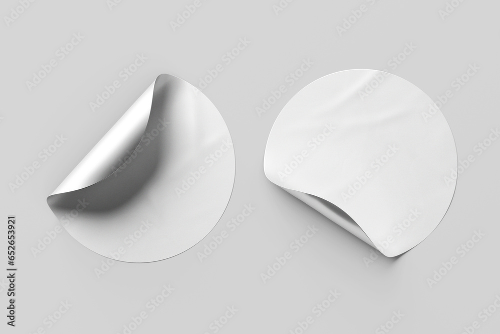 peeled and crumpled round circular adhesive sticker label tag badge ...