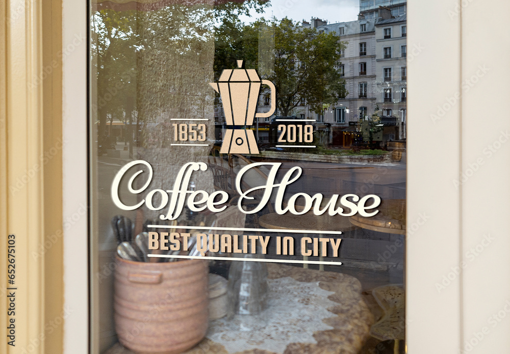 Logo Mockup On A Reflective Window Stock Template | Adobe Stock