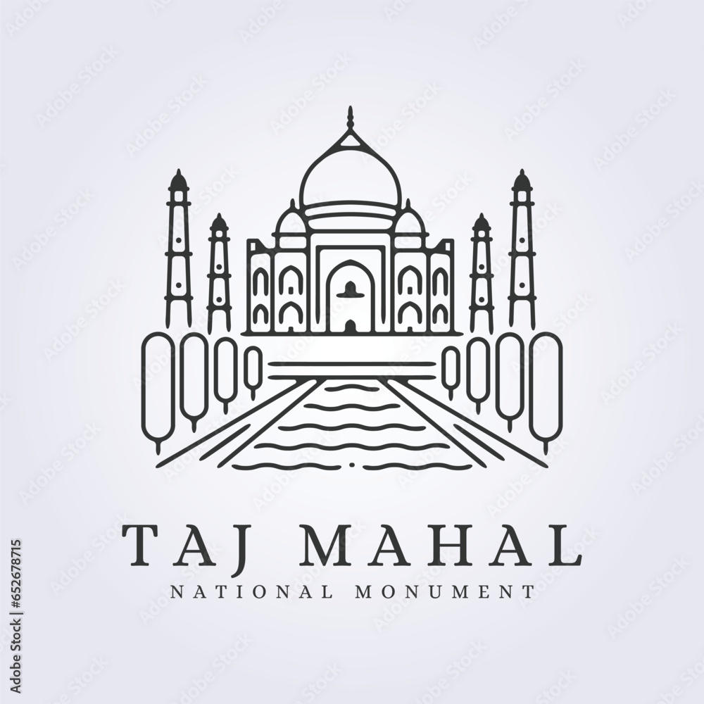 symbol of taj mahal vector icon logo linear illustration outline design ...