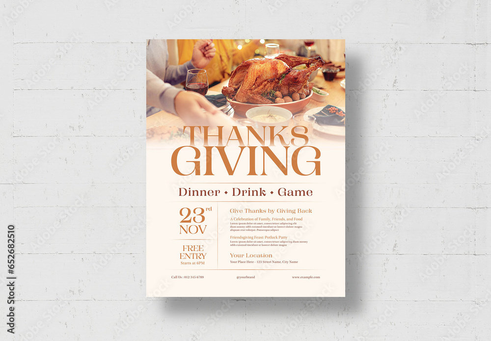 Thanksgiving Dinner Flyer Layout in Modern Rustic Style Stock Template ...