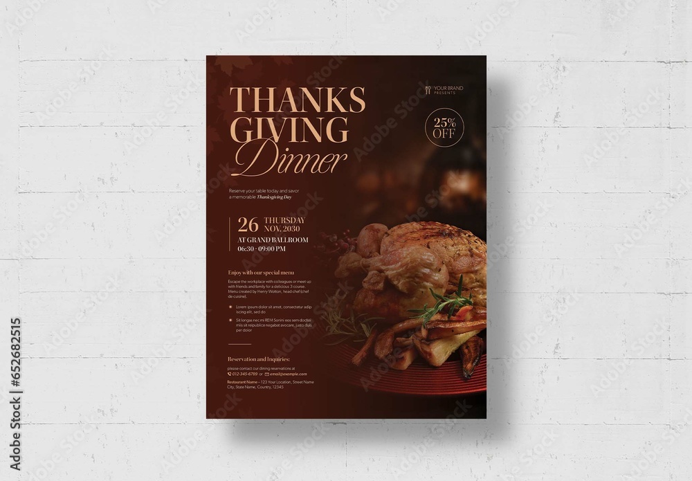 Thanksgiving Dinner Flyer Layout for Autumn and Fall Event Stock ...