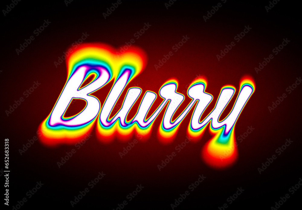 Blurry Text With Acid Luminescent Effect Mockup Stock Template | Adobe ...