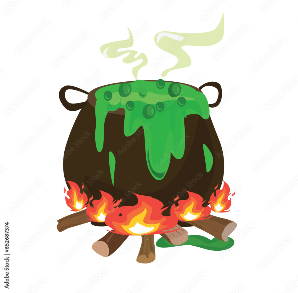Witch's potion cauldron vector illustration. Cauldron of poisonous ...