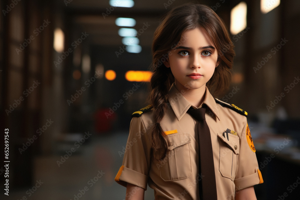 Cute indian little girl in police uniform Stock Photo | Adobe Stock
