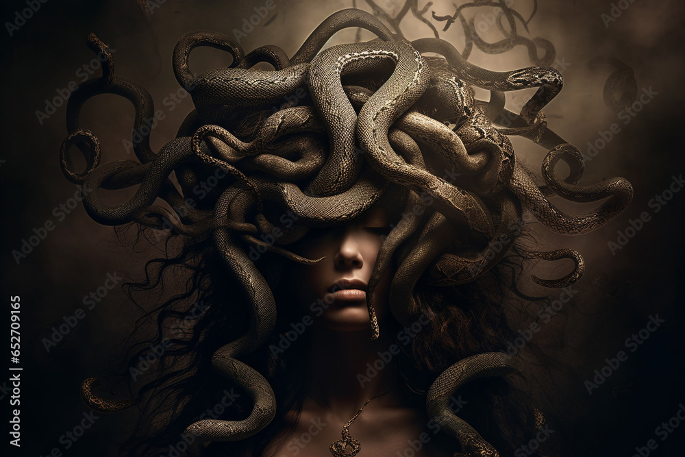 Culture and religious, fine art and make-up concept. Abstract Medusa ...