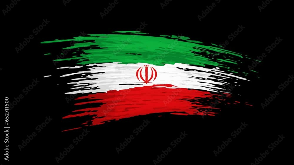 Iran flag animation. Brush painted iranian flag on a transparent ...