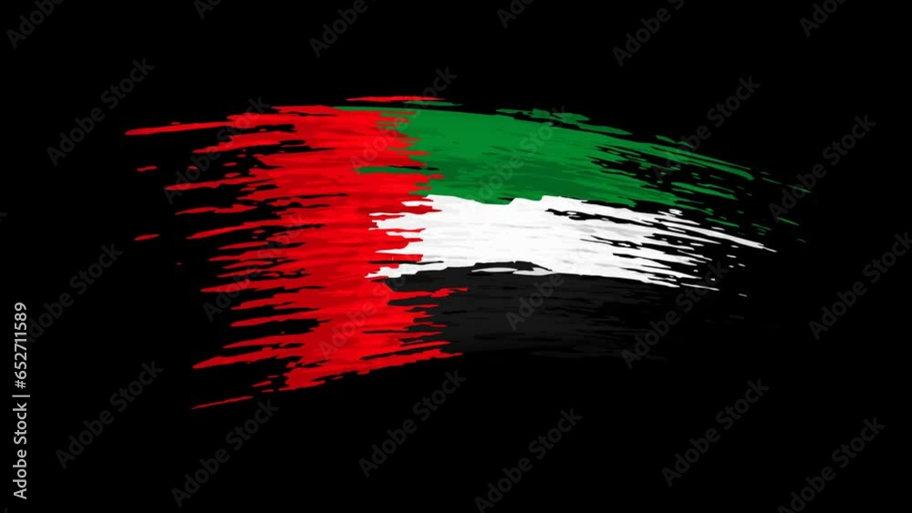 United arab emirates flag animation. Brush painted uae flag on a ...