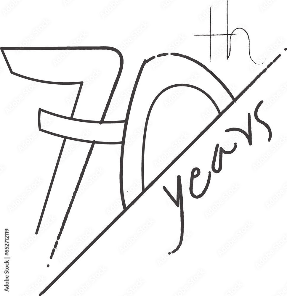 70th anniversary black icon logo, sign, symbol element to celebrate or ...