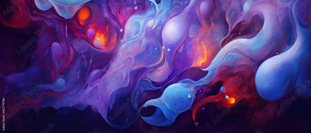 Fluid abstract liquid motion of atmospheric nebula clouds, celestial ...