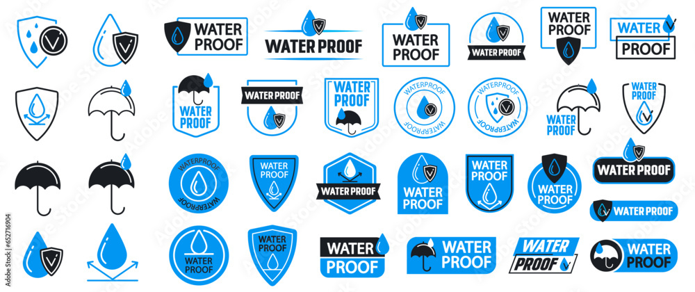 Waterproof icons. Water Proof sign. Vector illustration. Stock Vector ...
