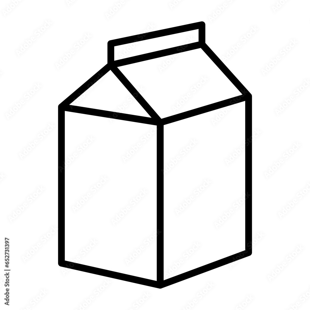 Black single milk box line icon, simple outline natural food flat ...