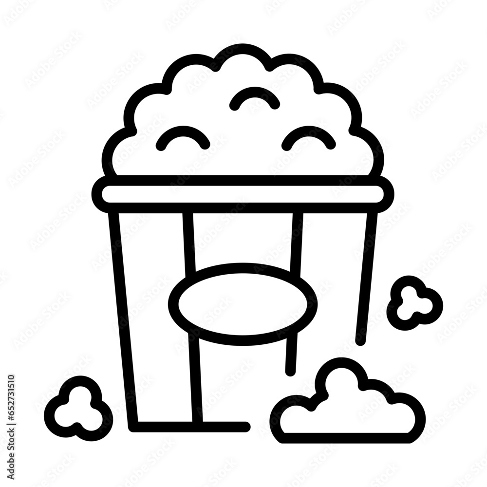 Black single popcorn line icon, simple movie snack food flat design ...